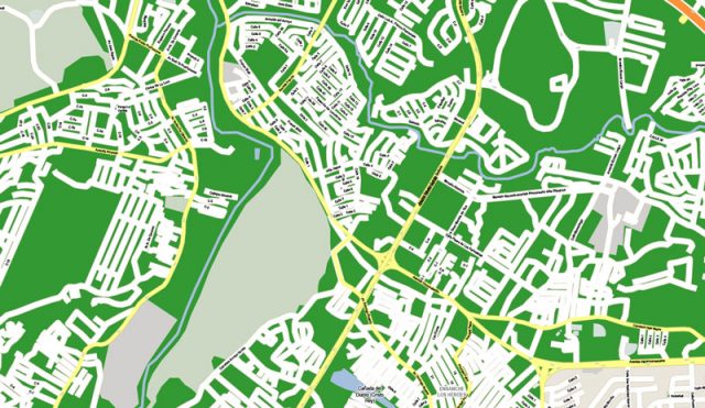 Santiago & Moca Dominicana street vector map printable and editable in ...