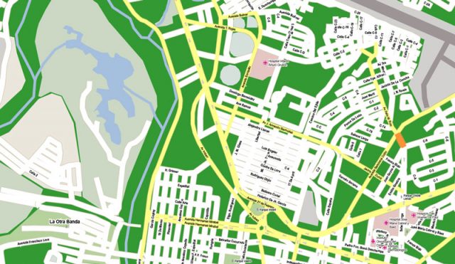 Santiago & Moca Dominicana street vector map printable and editable in ...