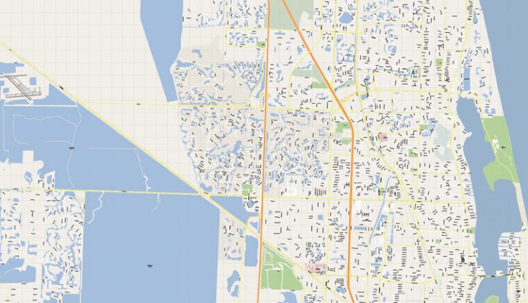 Miami Florida US printable Atlas 13 parts vector street map, full ...