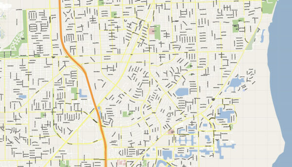 Miami Florida US printable Atlas 13 parts vector street map, full ...