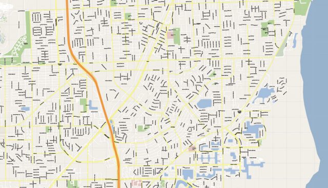Miami Florida US printable Atlas 13 parts vector street map, full ...