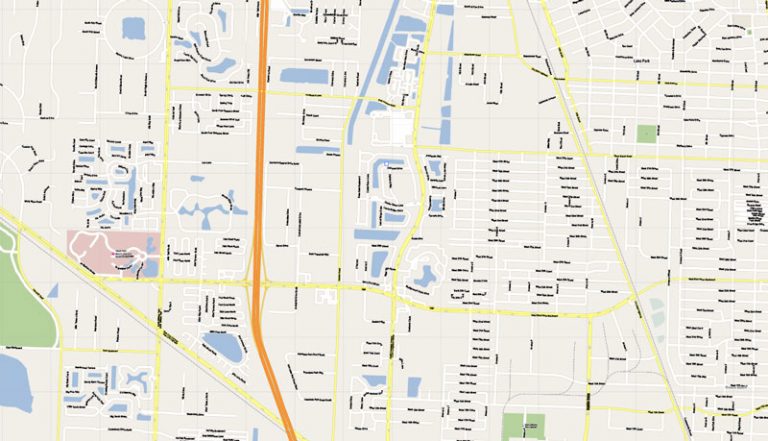 Miami Florida US printable Atlas 13 parts vector street map, full ...