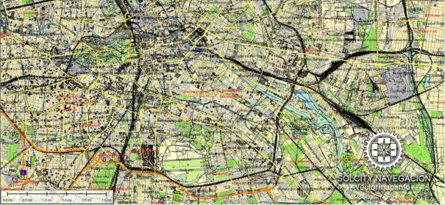 Berlin Germany printable vector street map, Atlas 100 parts, full ...