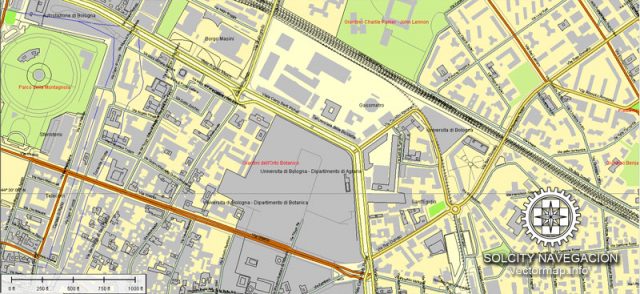 Bologna Italy printable vector street map, Atlas 25 parts, full ...