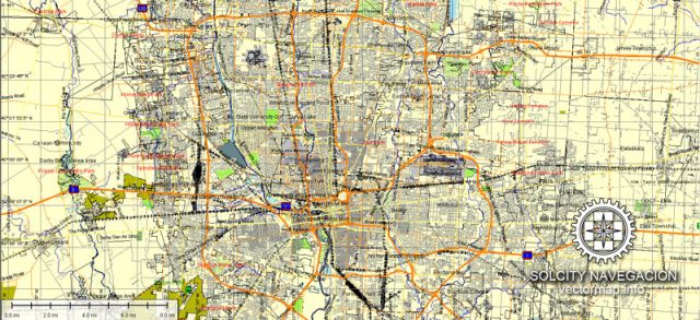 Columbus Ohio US Map vector City Plan editable Atlas 25 parts Street ...