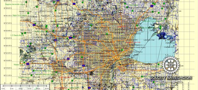Detroit Michigan US Map Vector printable Atlas 49 parts City Plan full ...