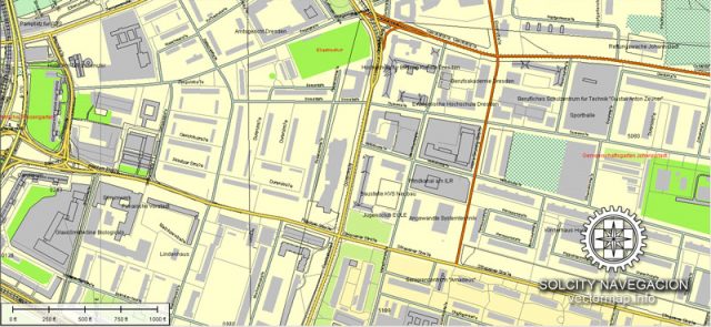 Dresden Germany Map Vector printable street map Atlas 100 parts City ...