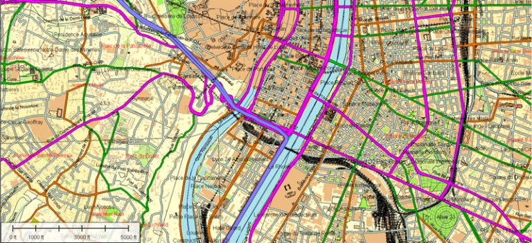Lyon France Map Vector printable 100 parts Atlas City Plan full ...