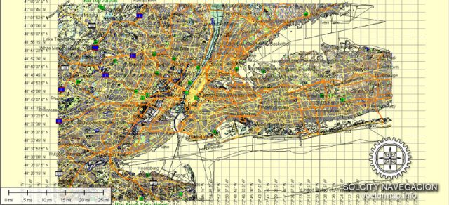 New York City Vector Map printable Atlas 100 parts City Plan editable ...