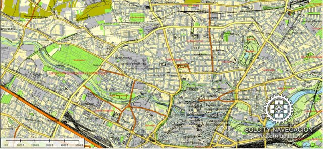 Nuremberg Germany Vector Map for printing Atlas 49 parts City Plan full ...