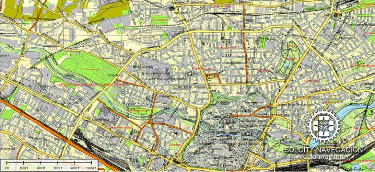 Nuremberg Germany Vector Map for printing Atlas 49 parts City Plan full ...