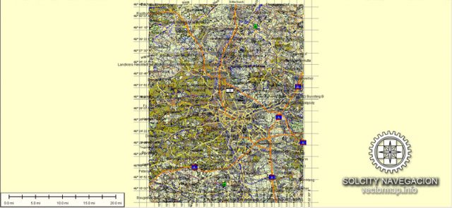 Nuremberg Germany Vector Map for printing Atlas 49 parts City Plan full ...