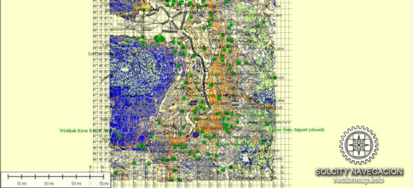 Seattle Washington US Map Vector printable Atlas 100 parts City Plan ...