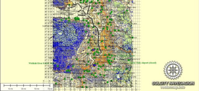 Seattle Washington US Map Vector printable Atlas 100 parts City Plan ...