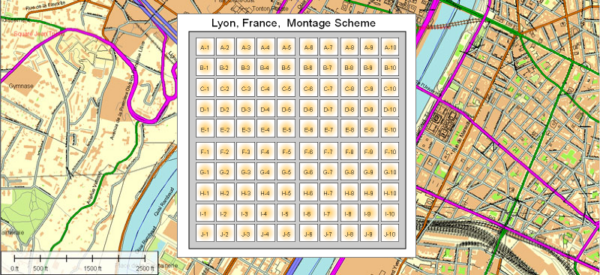 Lyon France Map Vector printable 100 parts Atlas City Plan full ...