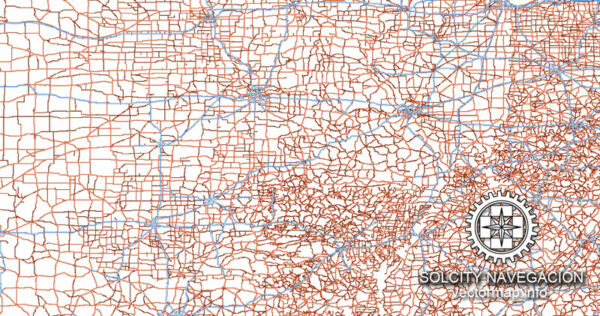 US Map Vector Main roads 01 02 printable editable Adobe Illustrator ...