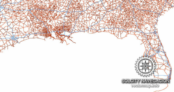 US Map Vector Main roads 01 02 printable editable Adobe Illustrator ...