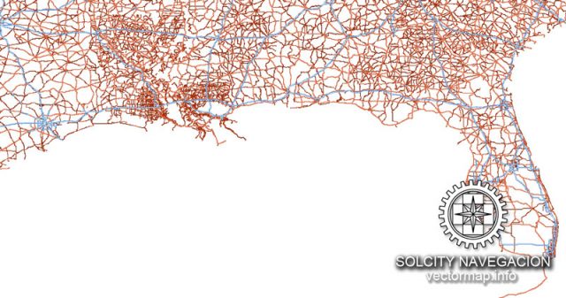 US Map Vector Main roads 01 02 printable editable Adobe Illustrator ...