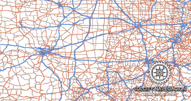 US Map Main roads 01 02 printable vector full editable Corel Draw ...