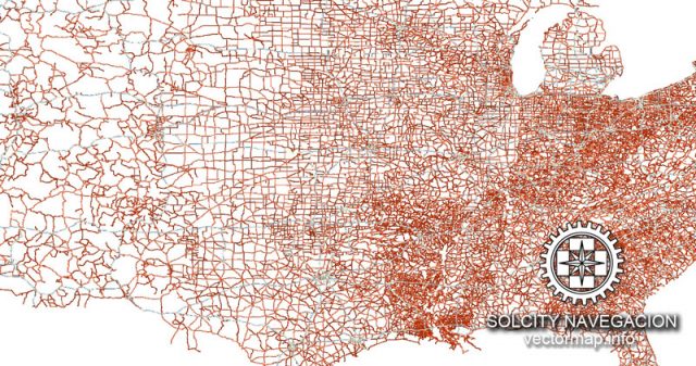 US Map Main roads 01 02 printable vector full editable Corel Draw ...