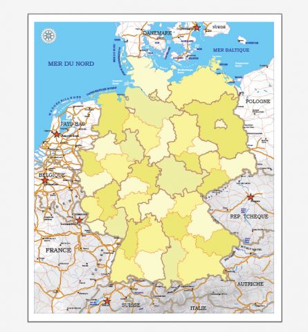 Germany Map printable vector 01 full editable Adobe Illustrator – Maps ...