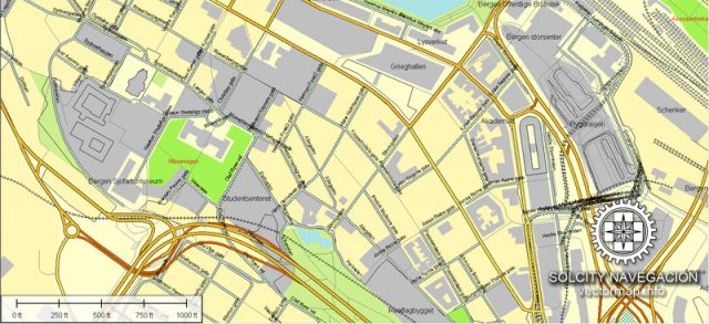 Bergen Norway Vector Map printable City Plan full editable Adobe ...