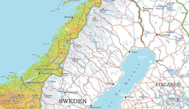 Norway 01 Map Vector printable vector admin topo full editable Corel ...