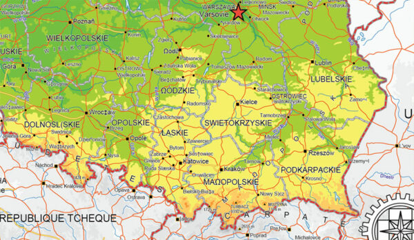 Poland Map Vector printable simple 01 Relief full editable Corel Draw ...