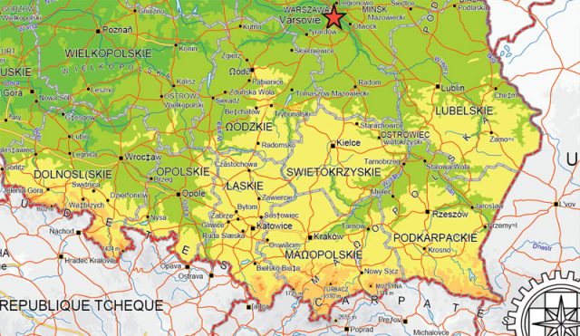 Poland printable Full vector map 01 simple Relief full, editable, Adobe ...