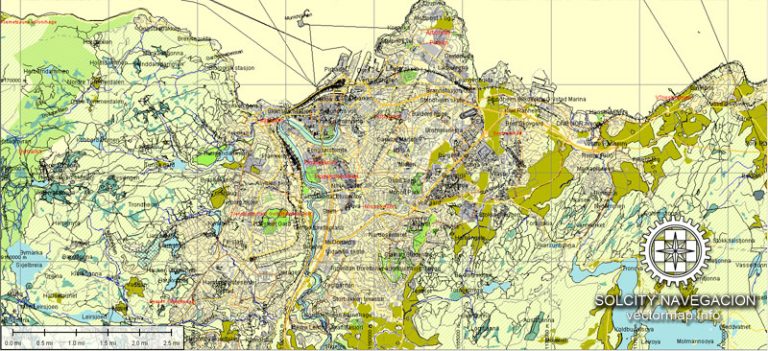 Trondheim Norway Map Vector printable City Plan full editable Adobe ...