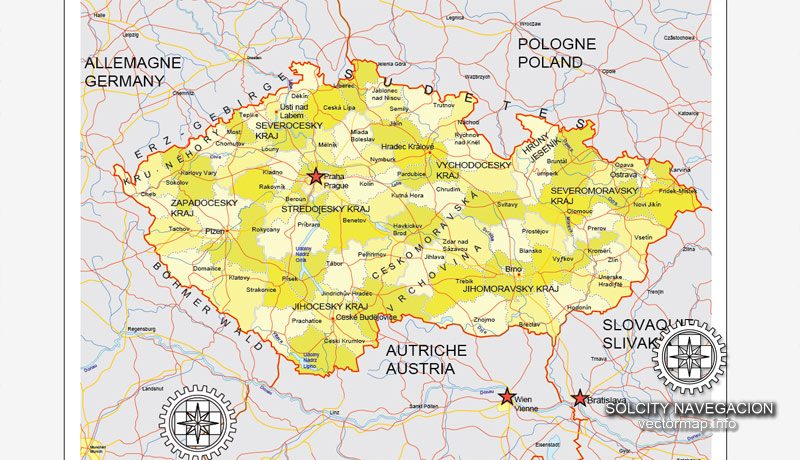 Czech Republic: Free vector map Czech Republic, Adobe Illustrator ...