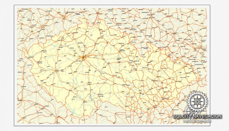Czech Republic vector road map 01 editable, Adobe Illustrator Royalty ...
