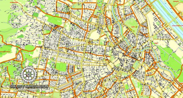 Vienna Austria vector street map full named Adobe Illustrator City Plan ...