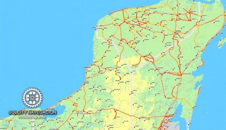 _Mexico Country vector map roads 01 Adobe Illustrator – Maps in Vector ...