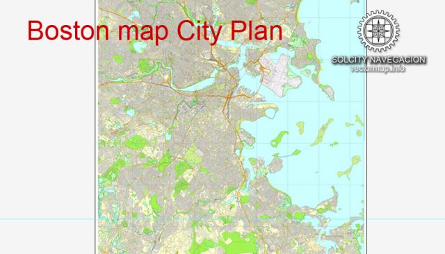 Boston, US, Printable City Plan Map, full vector, editable Adobe PDF ...