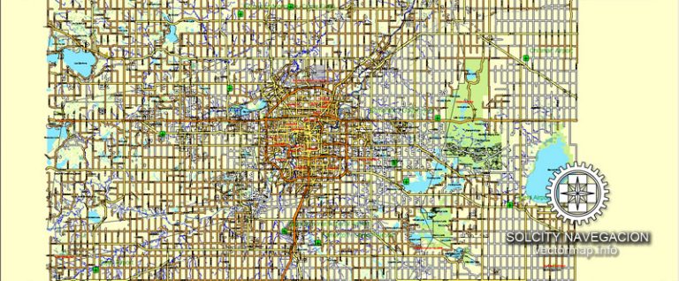Edmonton Alberta Canada PDF Vector Map Exact City Plan High Detailed ...