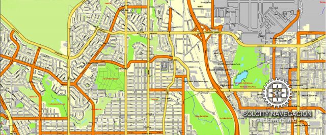 Calgary map for Adobe Illustrator: Printable Street Road Atlas 9-parts ...