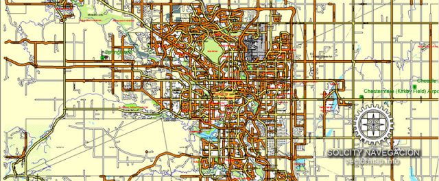 Calgary Canada vector map for Adobe Illustrator: Printable Street Road ...