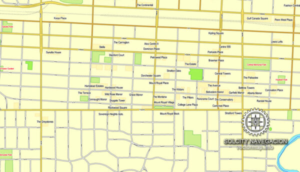 Calgary map PDF: Printable City Plan Map of Calgary, Canada, Adobe PDF