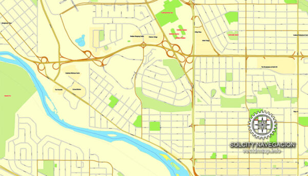 Calgary map PDF: Printable City Plan Map of Calgary, Canada, Adobe PDF