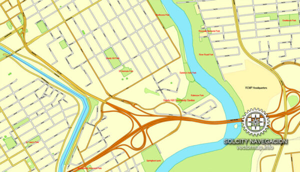 Ottawa Canada vector map for Adobe Illustrator: Printable City Plan Map ...
