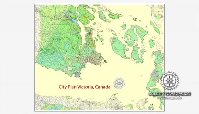 Victoria Canada vector map: Printable City Plan of Victoria Adobe ...