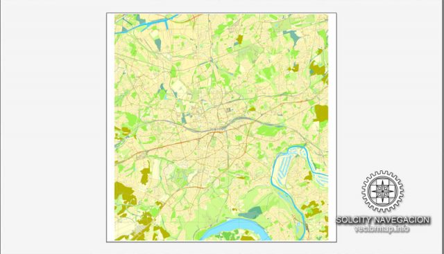 Essen PDF Map Vector Printable Germany exact City Plan scale 1:46843 ...