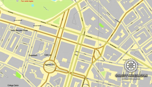 Geneva, Switzerland printable vector street City Plan map, full ...