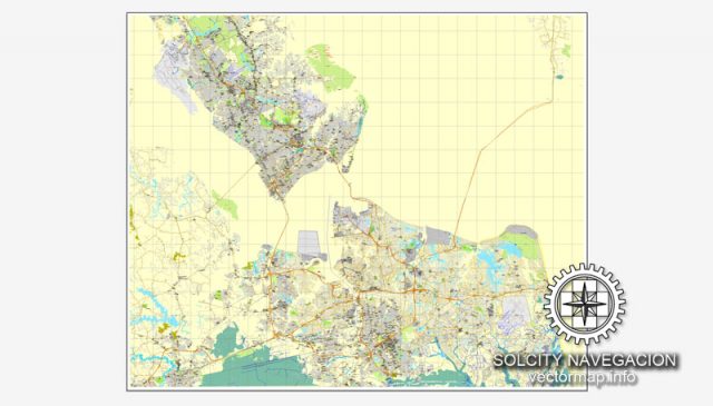 Hampton Roads Virginia US printable vector street map: City Plan full ...