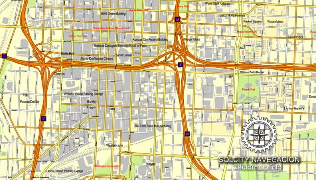 Kansas City Missouri US printable vector street Map: City Plan full ...