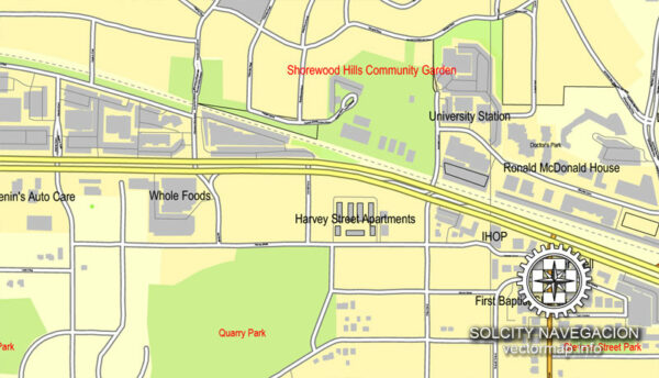 Madison Wisconsin US printable vector street map: City Plan full ...