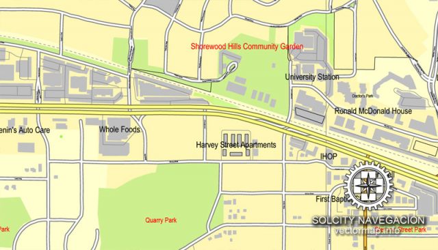Madison PDF map, Wisconsin, US, printable vector street City Plan map