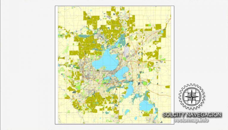 Madison Wisconsin US printable vector street map: City Plan full ...