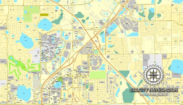Orlando, Florida, US printable vector street City Plan map, full ...